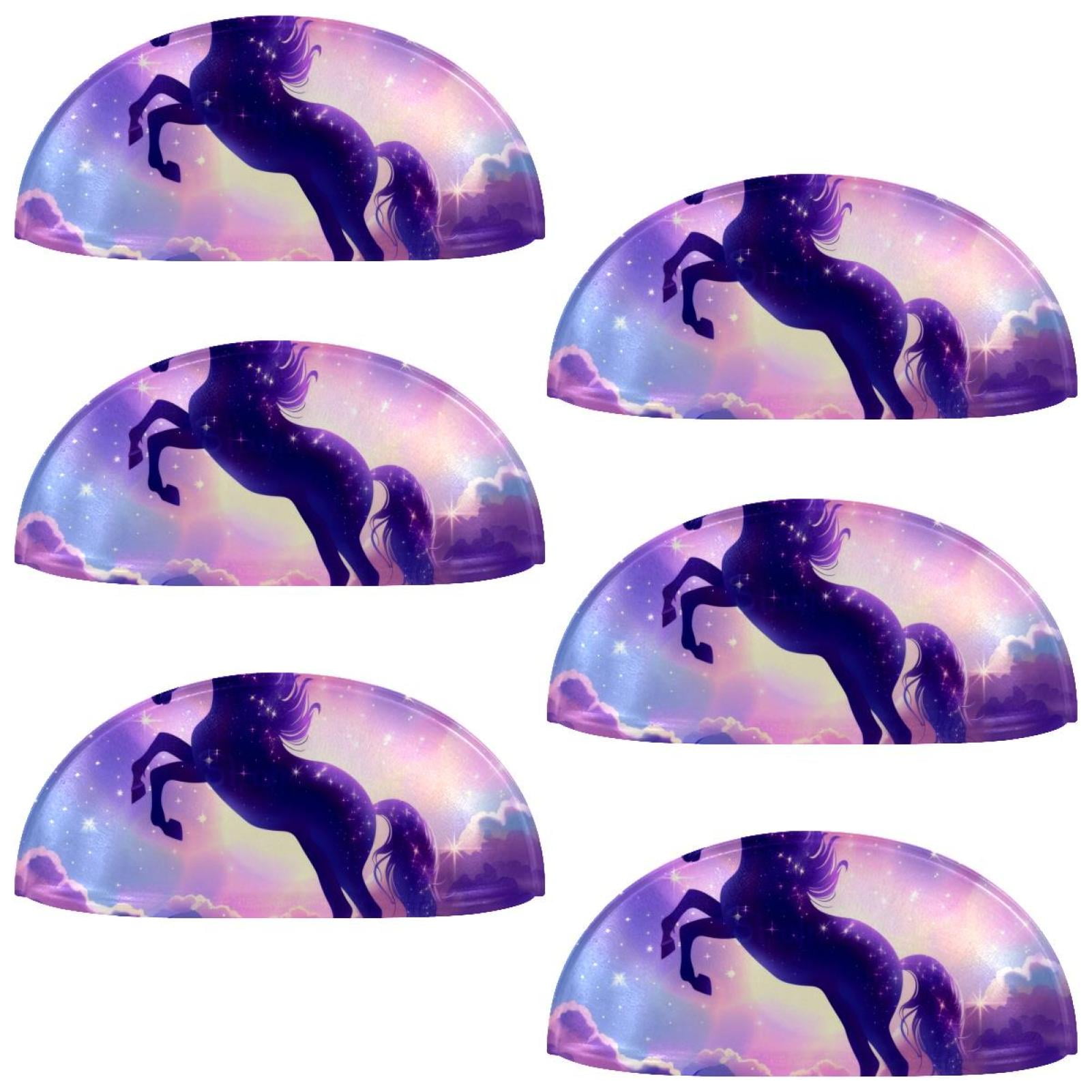 PhooArto 6 Pcs Cup Drawer Pulls, Purple Sky Stars Unicorn Shell Shape ...