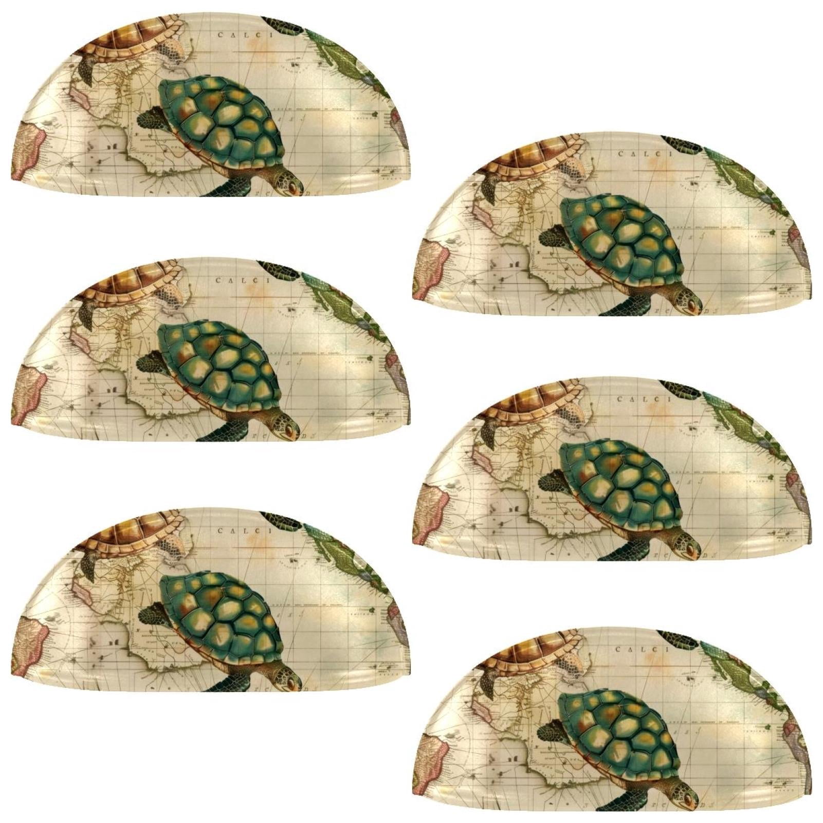 PhooArto 6 Pcs Cup Drawer Pulls, Retro Map Cute Sea Turtle Shell Shape ...
