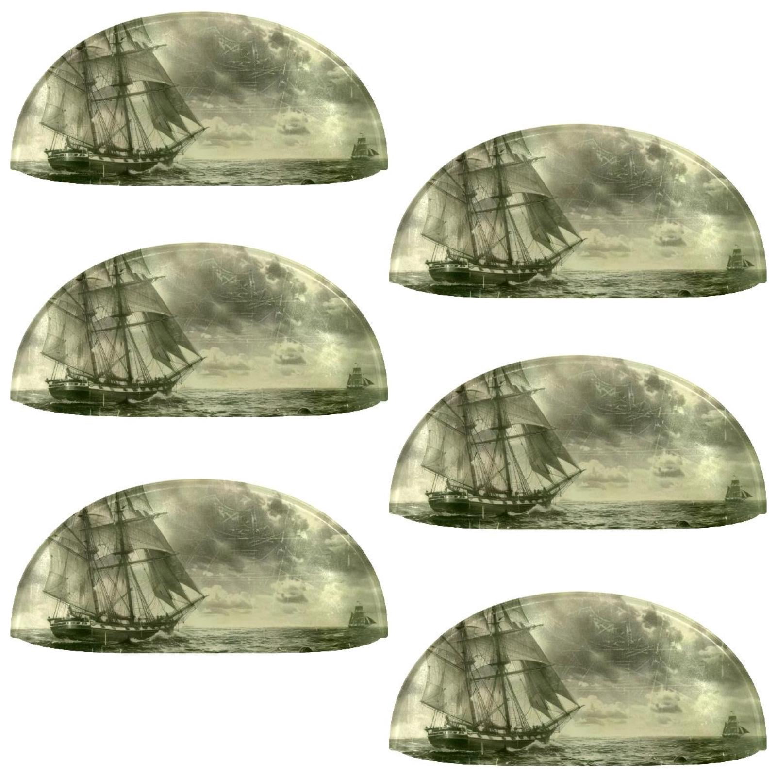 PhooArto 6 Pcs Cup Drawer Pulls, Sea Nautical Navy Landscape Shell ...