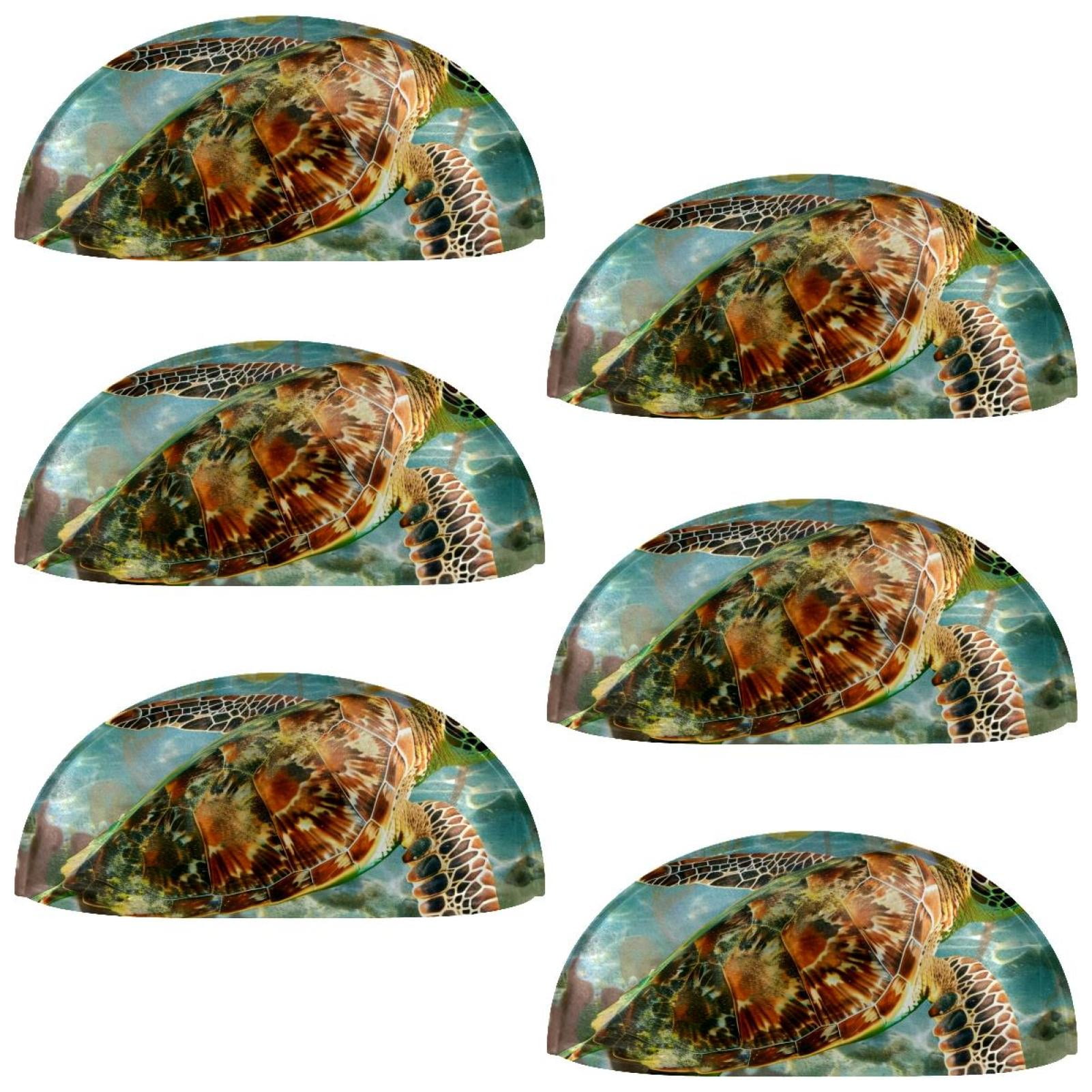PhooArto 6 Pcs Cup Drawer Pulls, Sea Turtle Swim Underwater Shell Shape ...