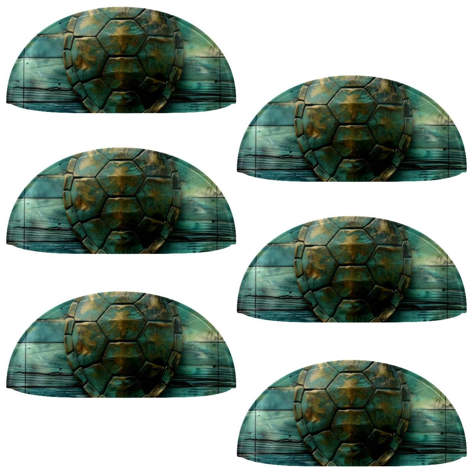 PhooArto 6 Pcs Cup Drawer Pulls, Sea Turtle on Teal Wooden Shell Shape ...