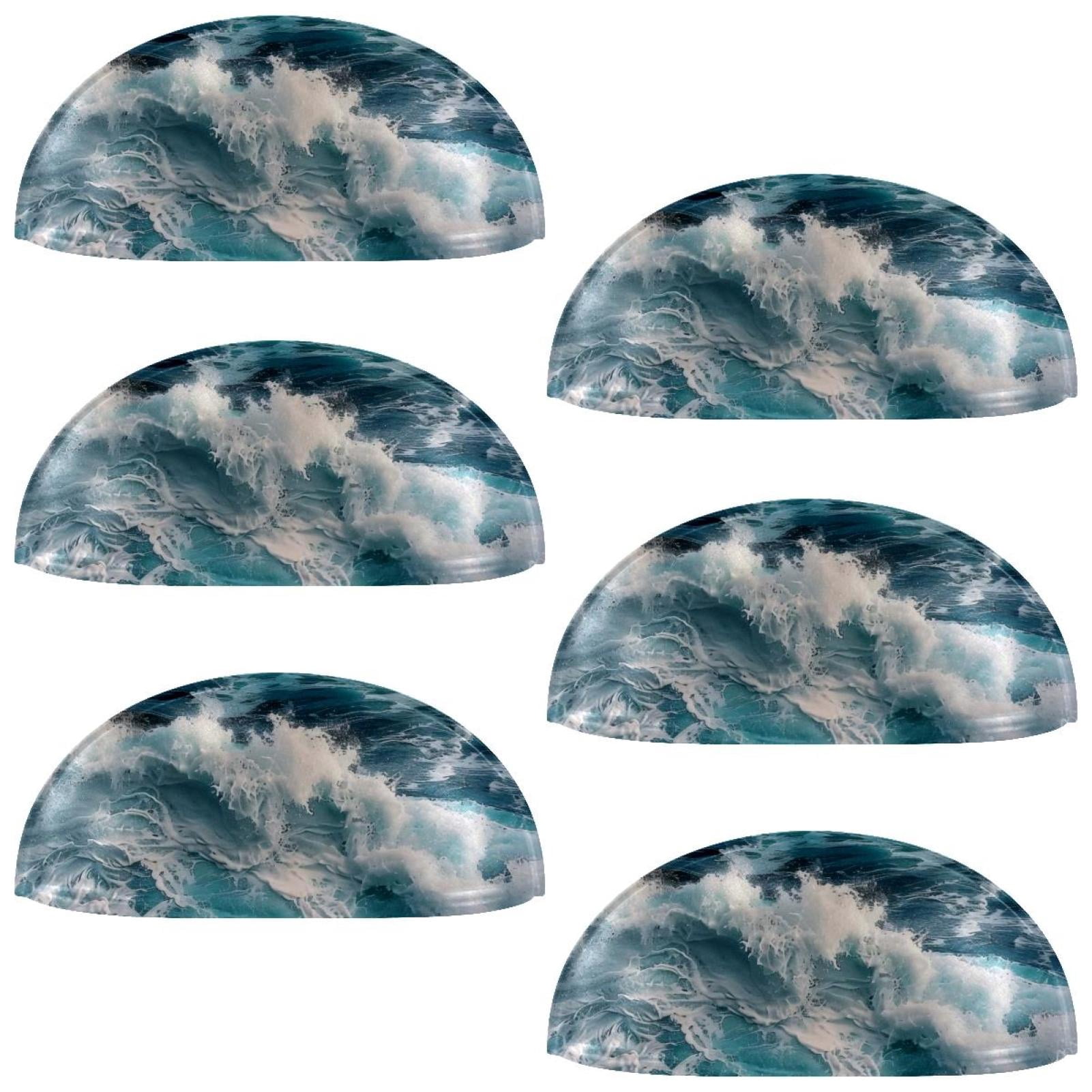 PhooArto 6 Pcs Cup Drawer Pulls, Sea Waves Pattern Shell Shape Handles ...