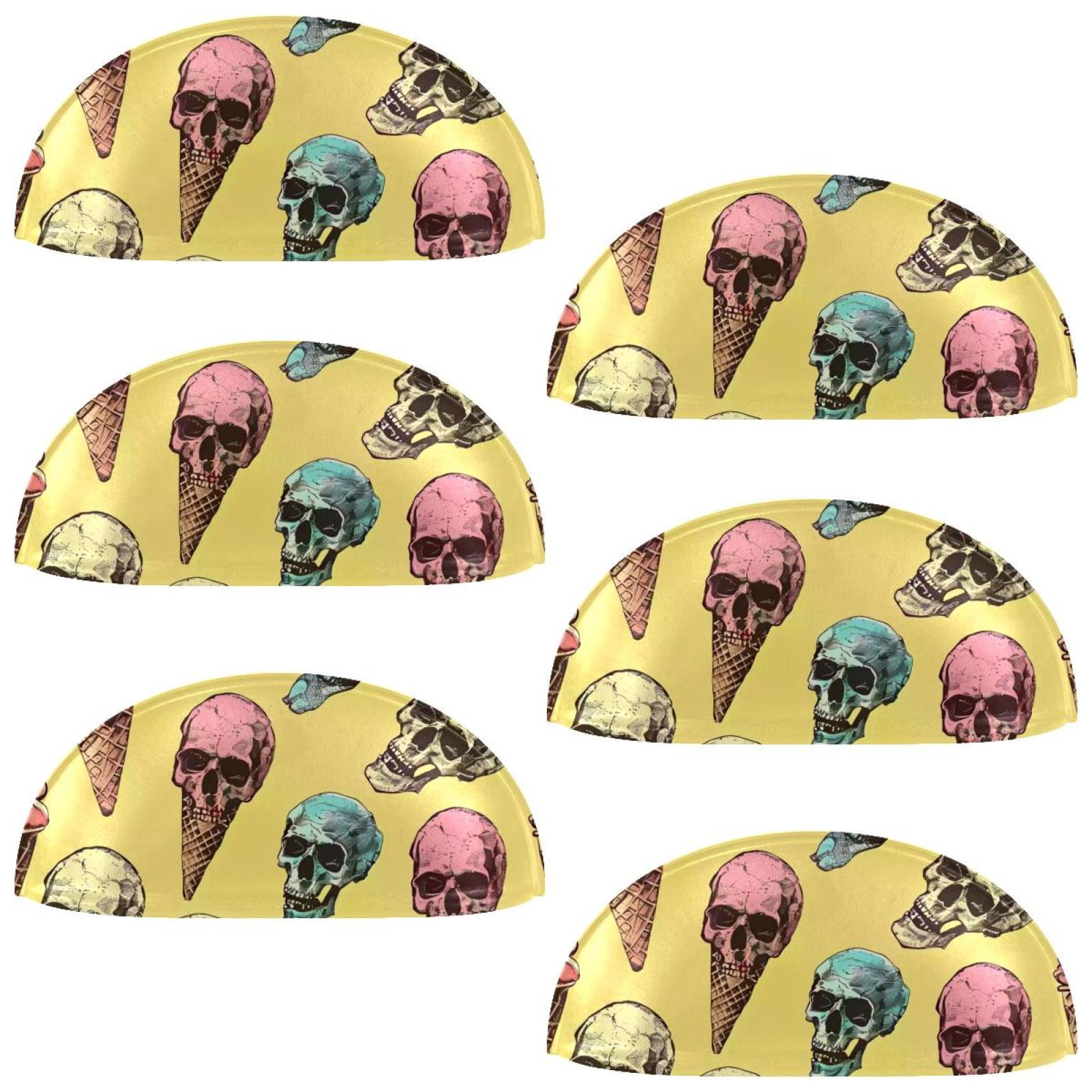 PhooArto 6 Pcs Cup Drawer Pulls, Skull Ice Cream Pattern Shell Shape ...