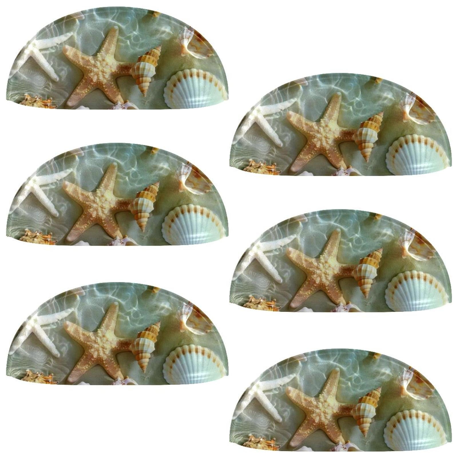 PhooArto 6 Pcs Cup Drawer Pulls, Starfish and Seashells on Beach Shell ...