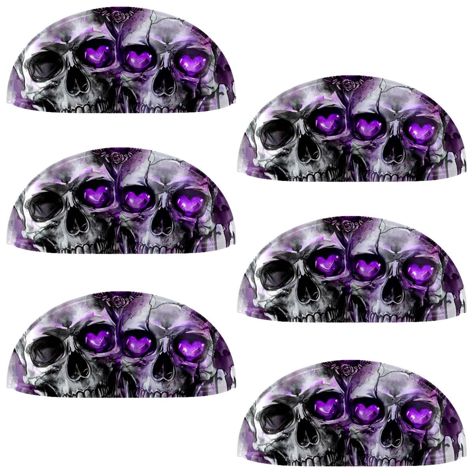 PhooArto 6 Pcs Cup Drawer Pulls, Sugar Skull Purple Love Floral Shell ...