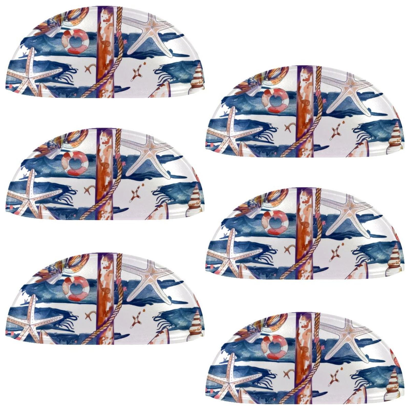 PhooArto 6 Pcs Cup Drawer Pulls, Summer Pattern with Sea Shells Anchor ...