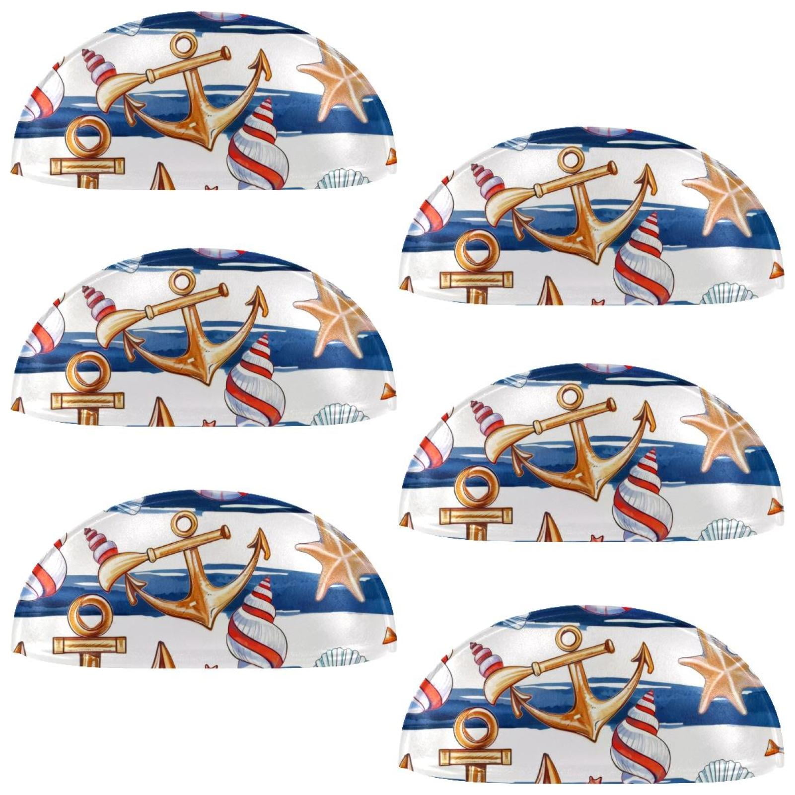 PhooArto 6 Pcs Cup Drawer Pulls, Summer Sea Shells Anchor Pattern Shell ...