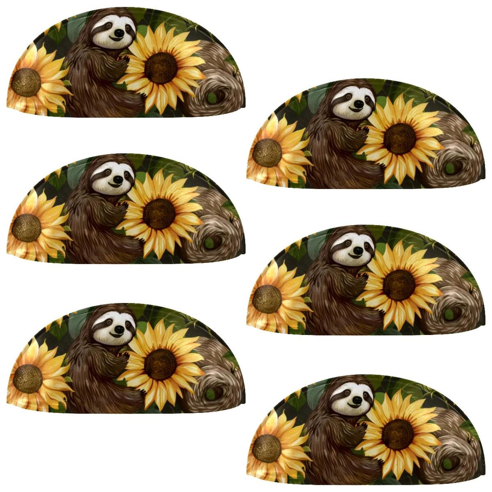 PhooArto 6 Pcs Cup Drawer Pulls, Sunflower Sloth Pattern Shell Shape Handles Cabinet Knobs for ...