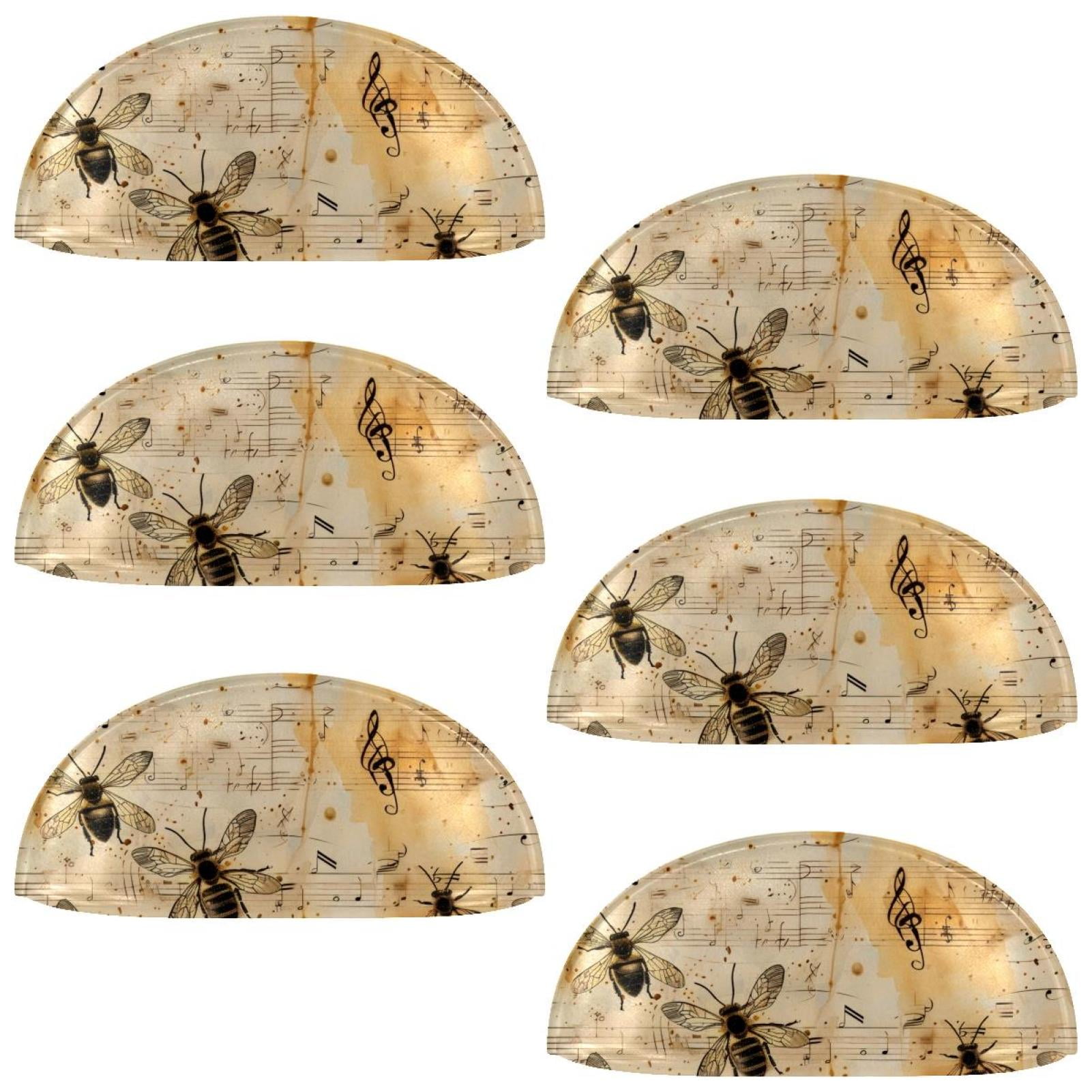 PhooArto 6 Pcs Cup Drawer Pulls, Vintage Bees Music Notes Pattern Shell ...