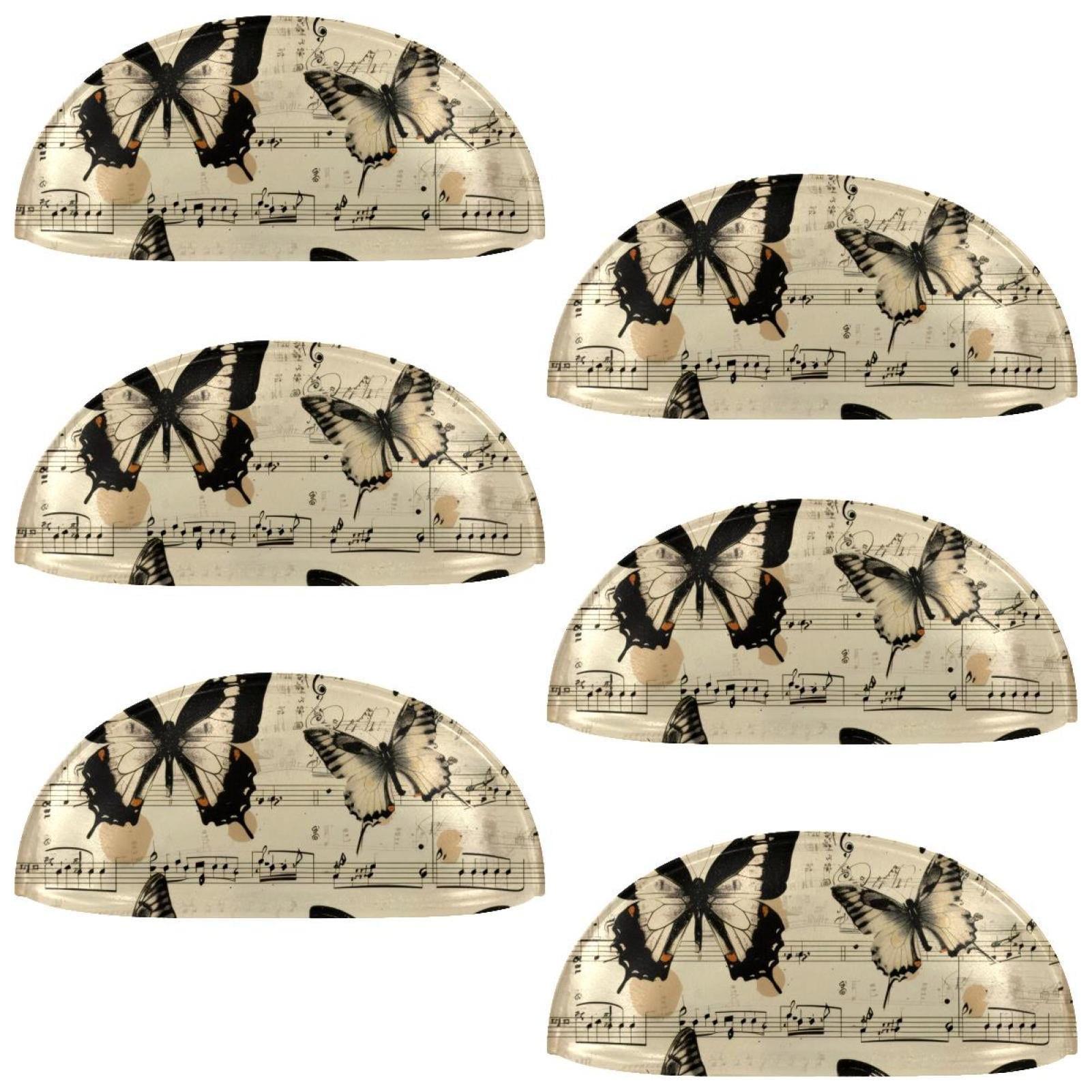 PhooArto 6 Pcs Cup Drawer Pulls, Vintage Butterflies and Music Notes ...
