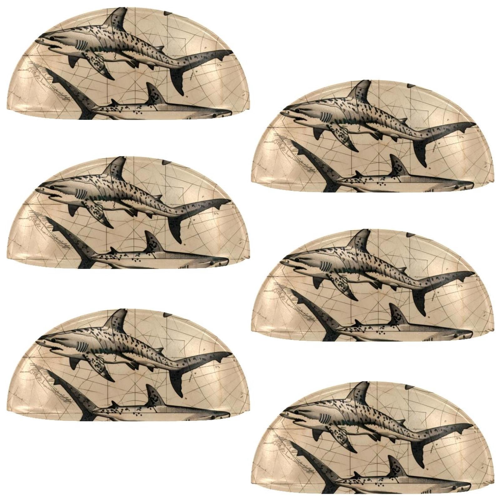 PhooArto 6 Pcs Cup Drawer Pulls, Vintage Map Sea Sharks Pattern Shell ...