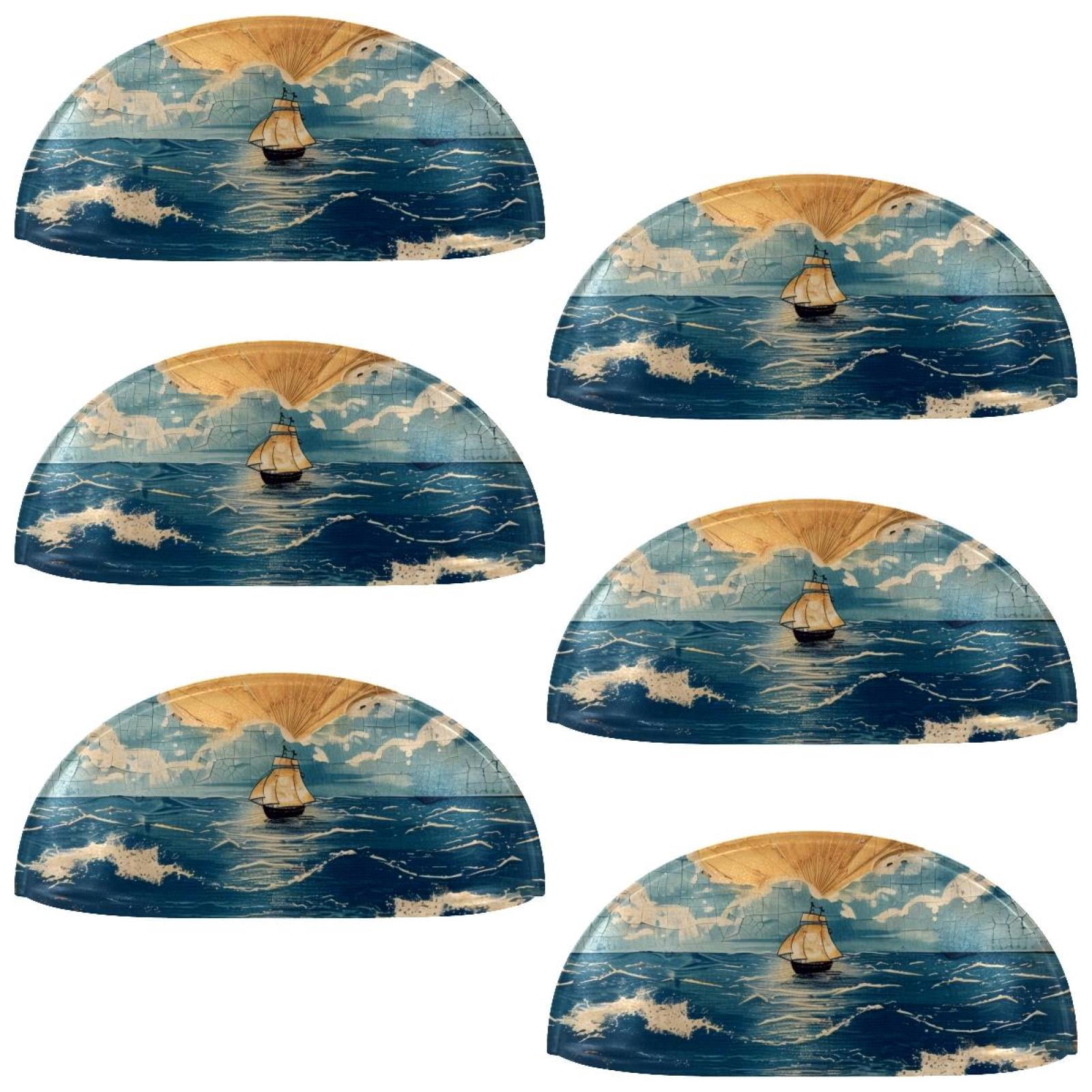 PhooArto 6 Pcs Cup Drawer Pulls, Vintage Marine Sundown Landscape Shell ...