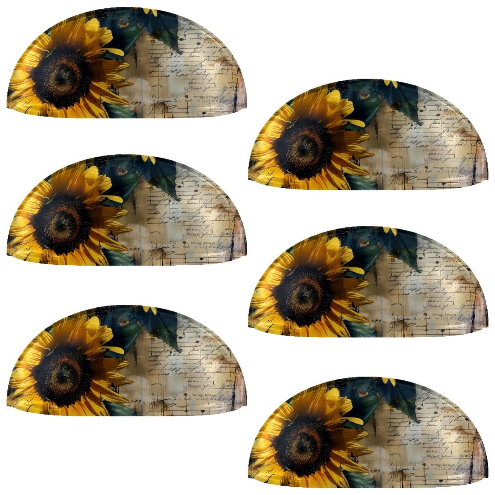 PhooArto 6 Pcs Cup Drawer Pulls, Vintage Music Notes Sunflowers Shell ...