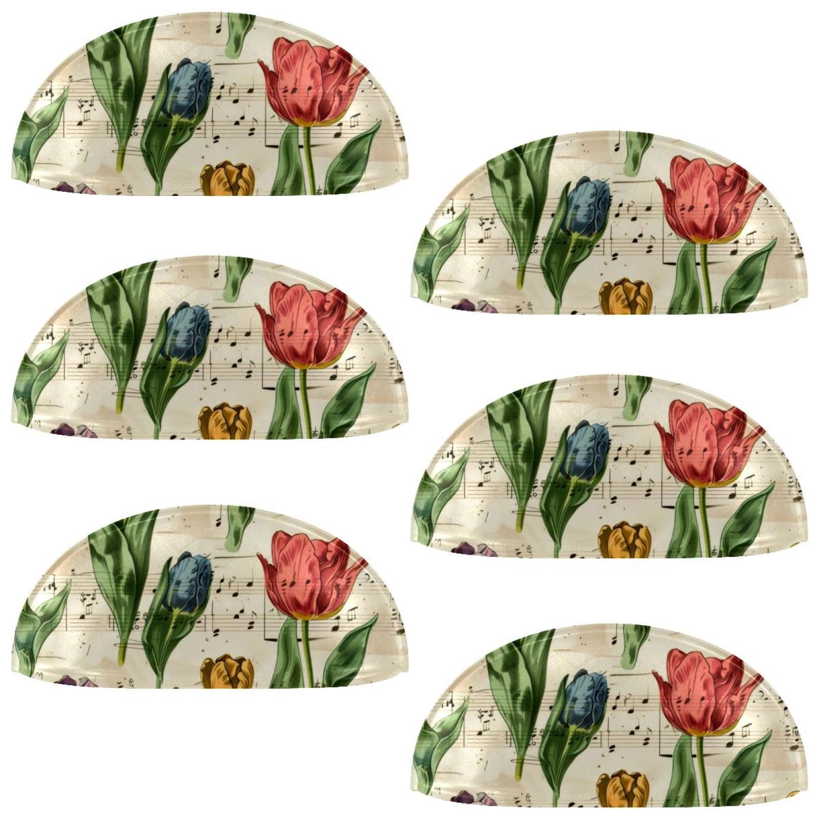 PhooArto 6 Pcs Cup Drawer Pulls, Vintage Music Notes Tulip Pattern ...