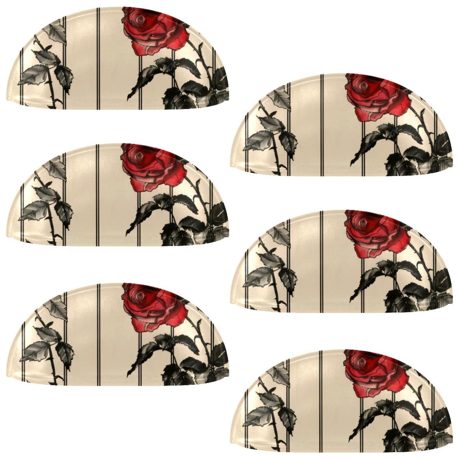 PhooArto 6 Pcs Cup Drawer Pulls, Vintage Rose Floral Shell Shape ...