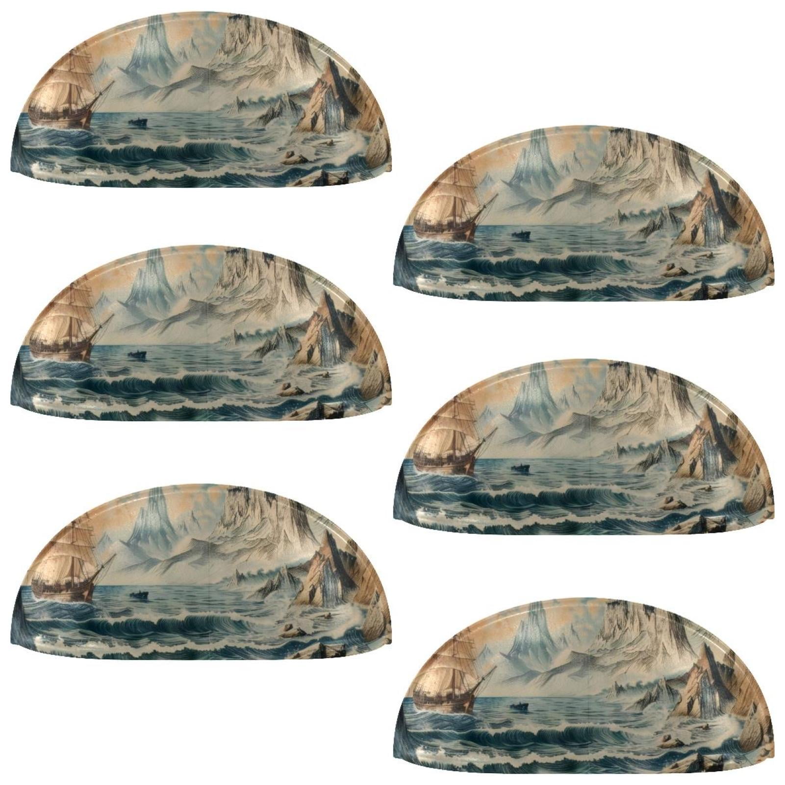 PhooArto 6 Pcs Cup Drawer Pulls, Vintage Sea Marine Landscape Shell ...