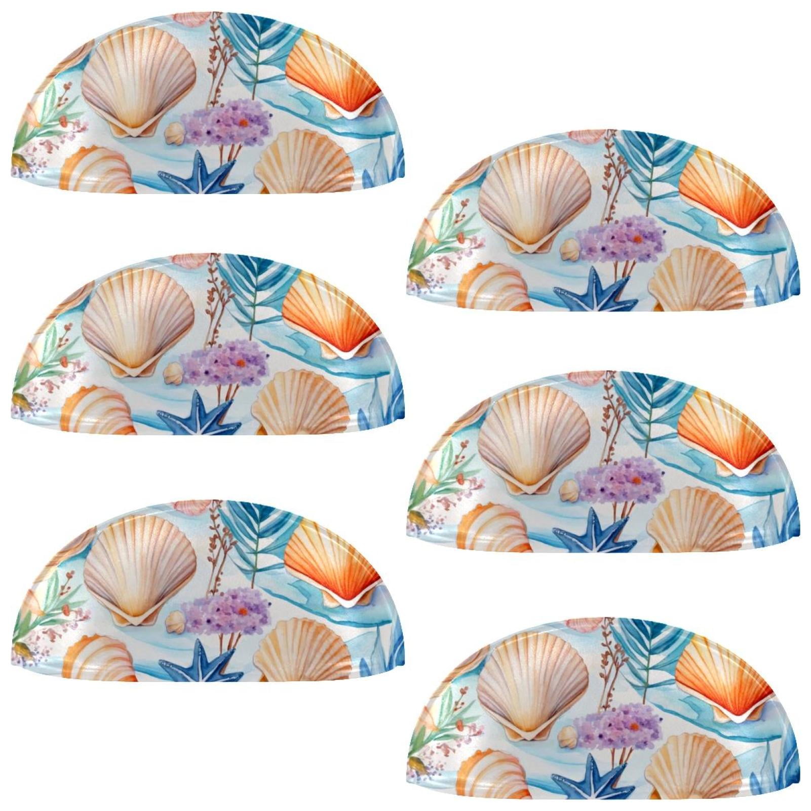 PhooArto 6 Pcs Cup Drawer Pulls, Watercolor Beach Seashells Pattern ...