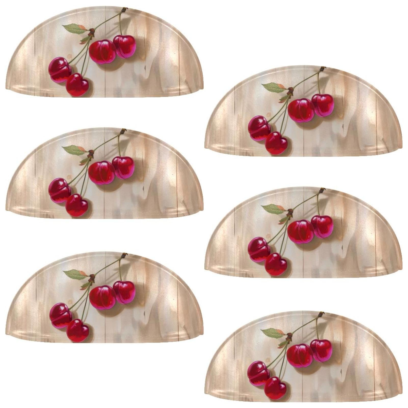 PhooArto 6 Pcs Cup Drawer Pulls, Wood Board Cherry Shell Shape Handles ...