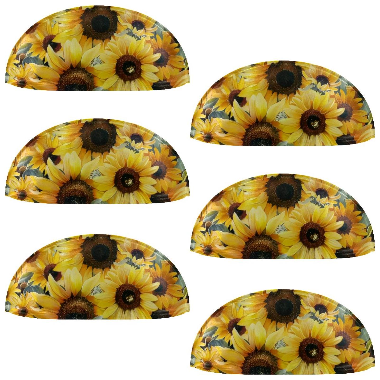 PhooArto 6 Pcs Cup Drawer Pulls, Yellow Floral Sunflowers Shell Shape ...