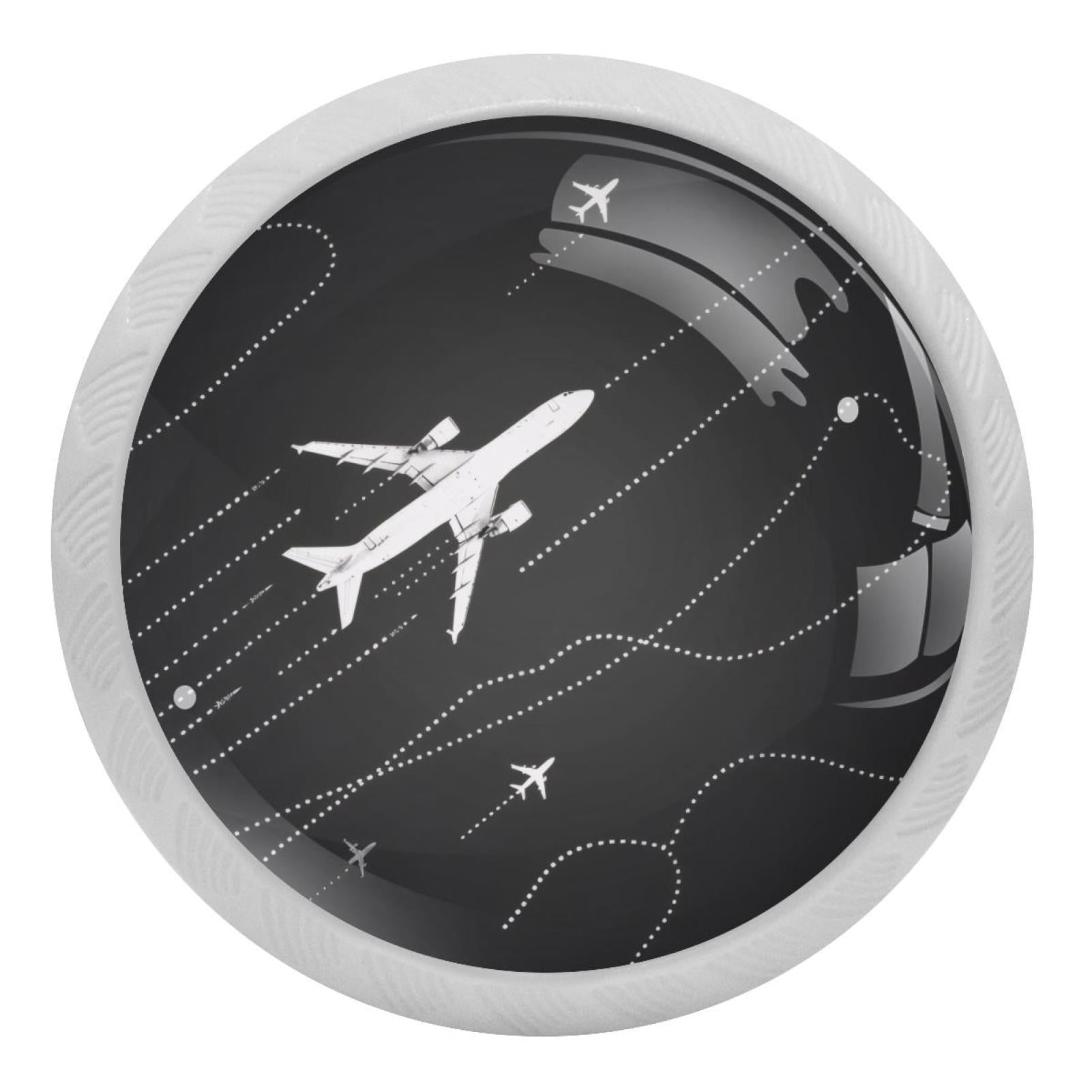 PhooArto Airplane with Dashed Path Lines 4 PCS Crystal Glass Cabinet ...