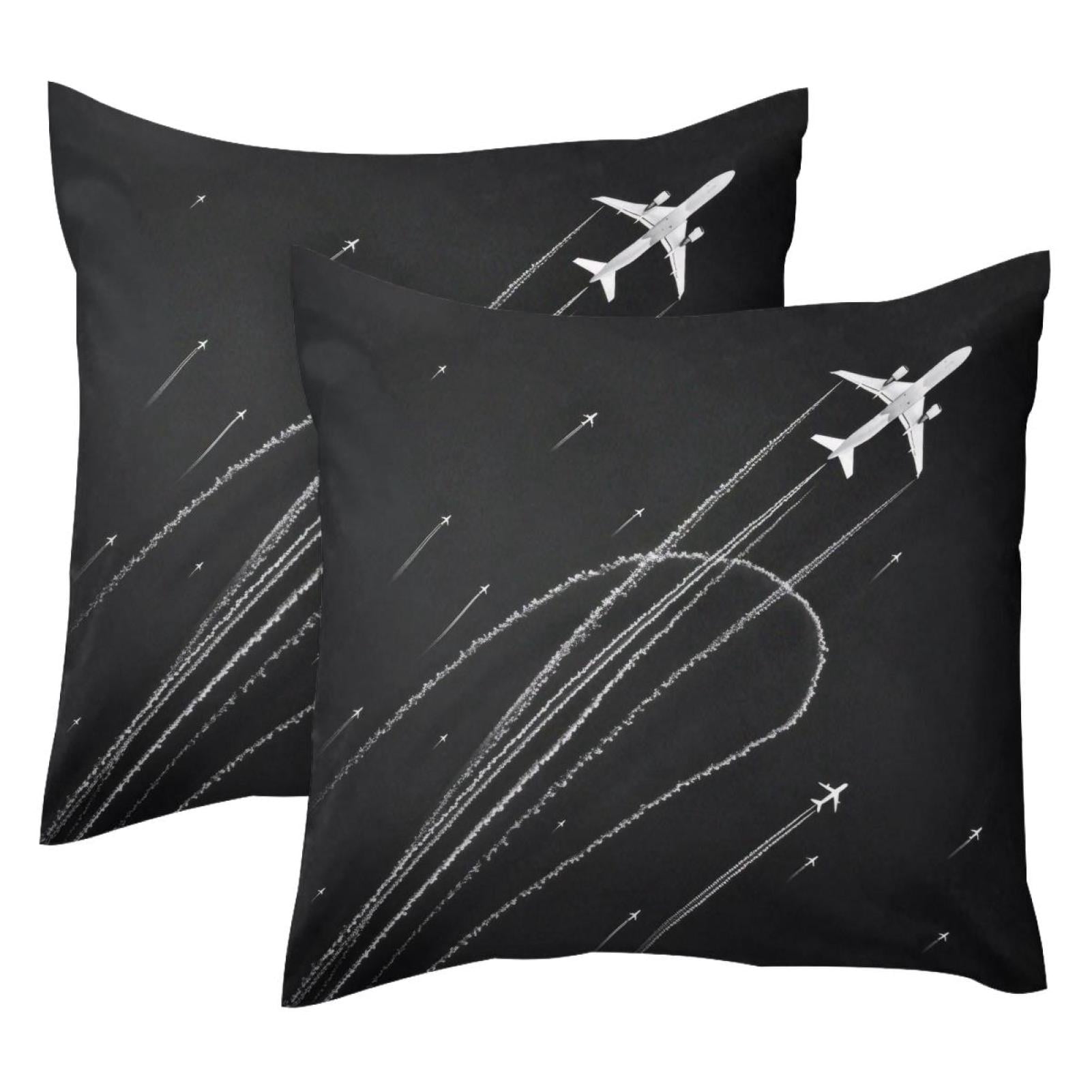 PhooArto Airplane Dashed Path Lines Set of 2 Throw Pillow Covers Cases ...