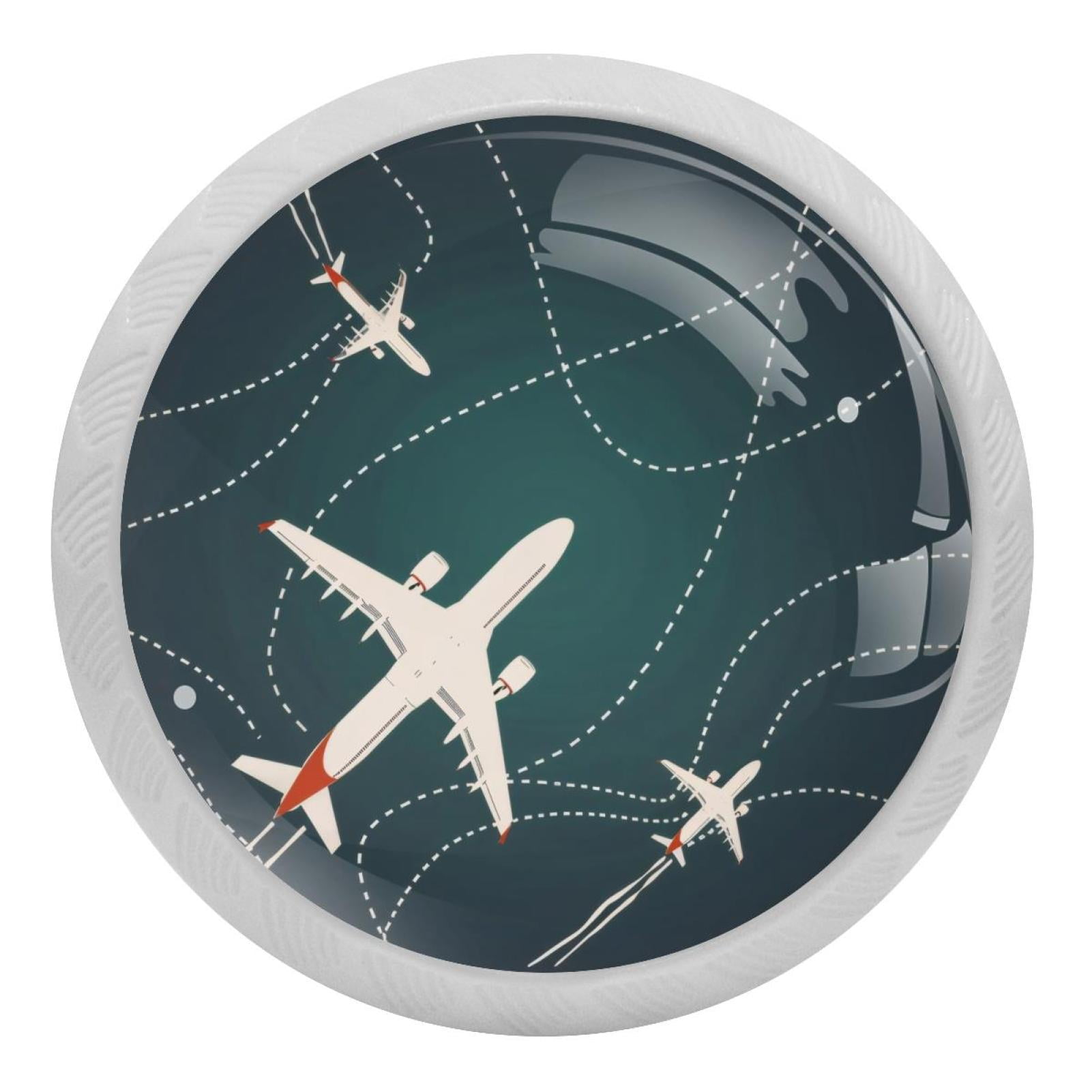 PhooArto Airplane Sky Plane with Dashed Path Lines 4 PCS Crystal Glass ...