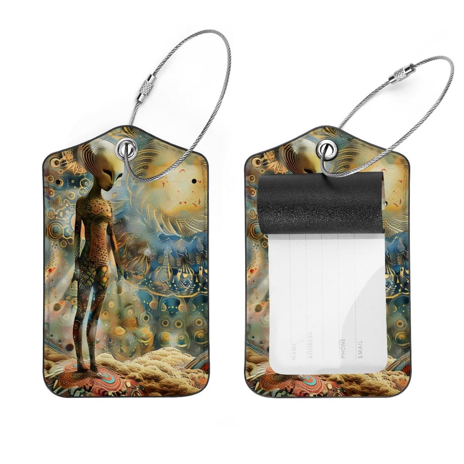 PhooArto Alien Standing Floral Space Luggage Tags with Stainless Steel ...