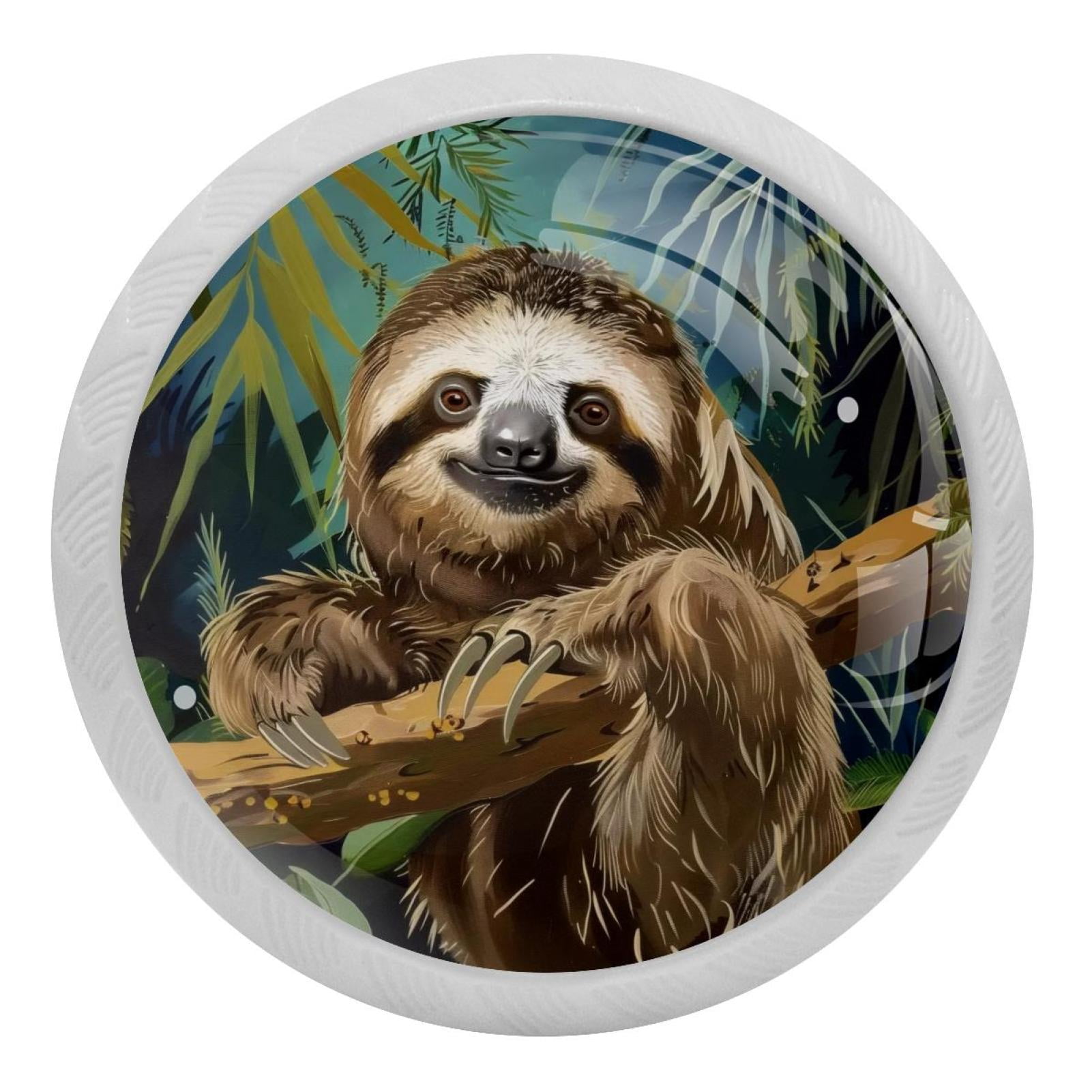 PhooArto Animal Sloth Rainforest 4 PCS Crystal Glass Cabinet Knobs ...
