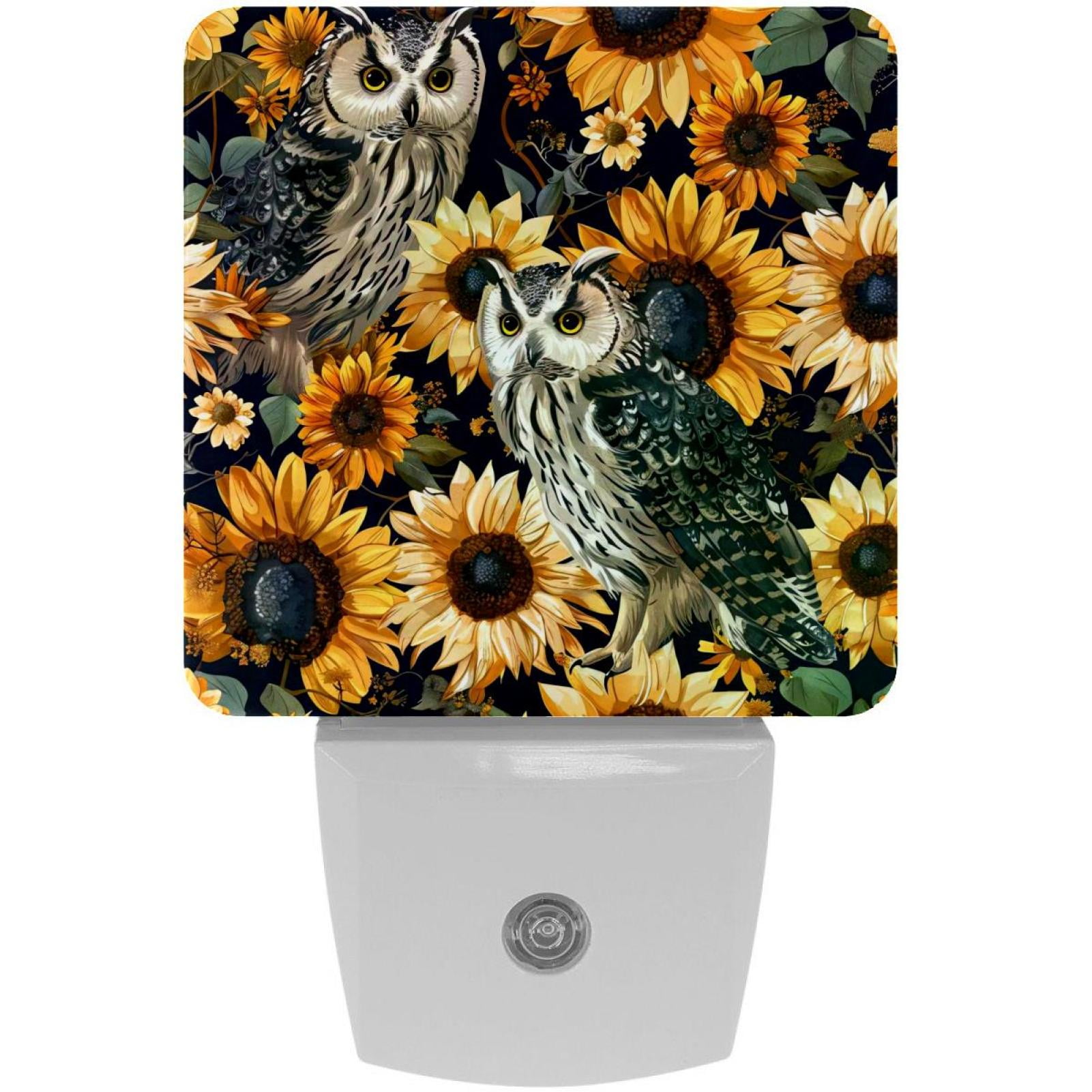 PhooArto Animals Owls Sunflowers Plug in LED Night Light Auto Sensor ...