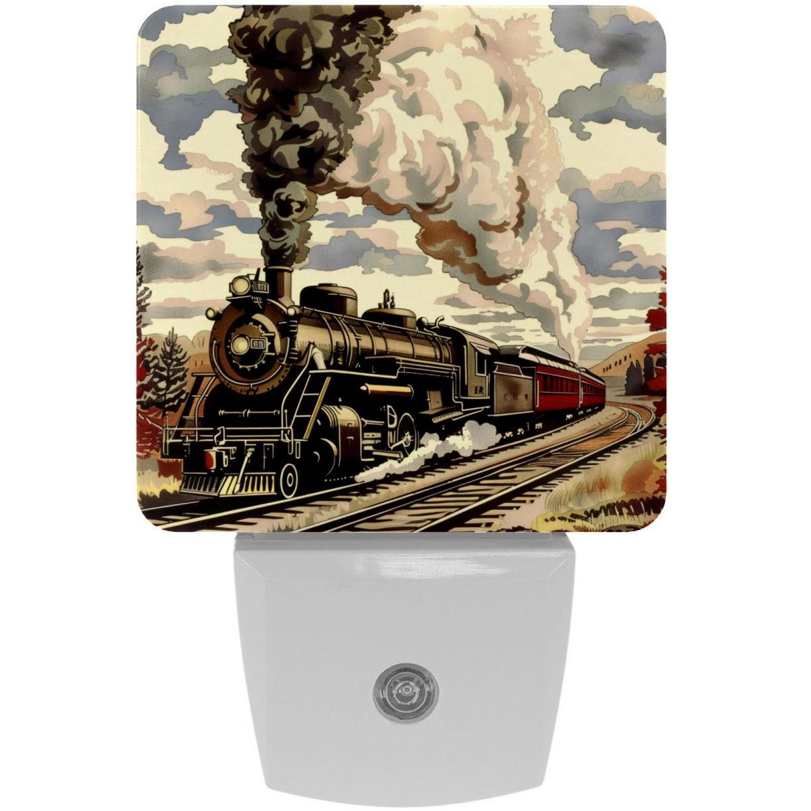 PhooArto Art Steam Train Railway Pattern Plug in LED Night Light Auto ...