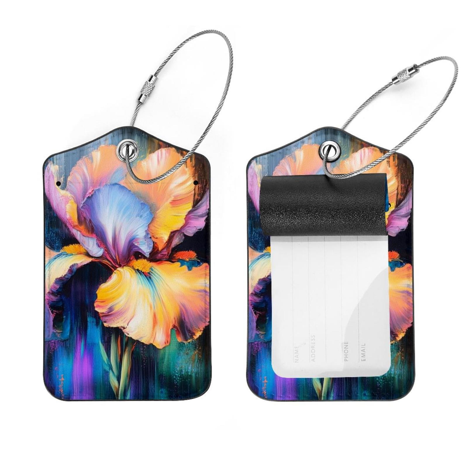 PhooArto Beautiful Iris Art Painting Luggage Tags with Stainless Steel ...