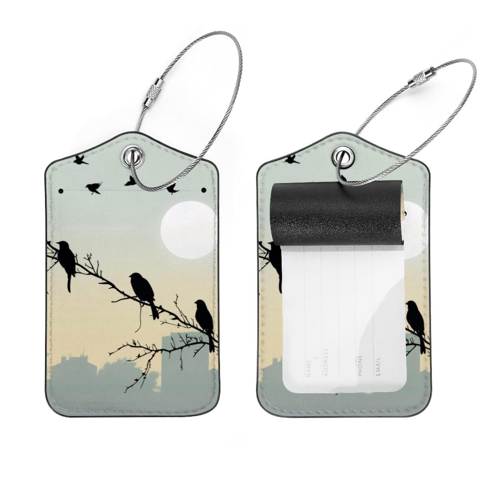 PhooArto Birds Silhouette Painting Luggage Tags with Stainless Steel ...