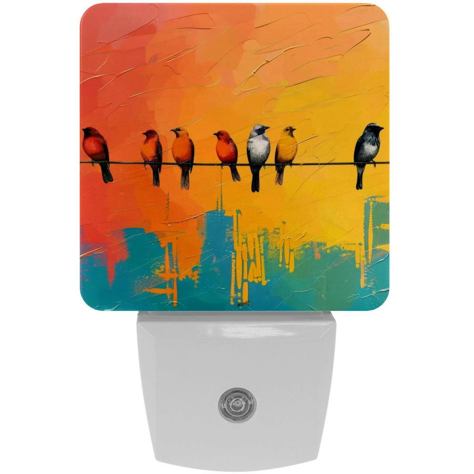 PhooArto Birds on a Wire Colorful Plug in LED Night Light Auto Sensor ...