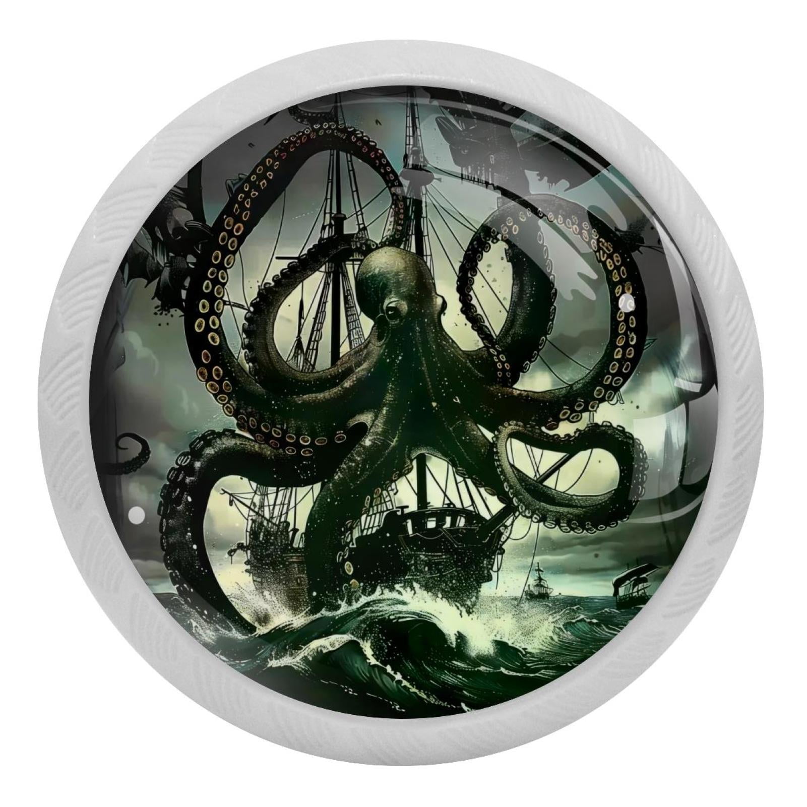 PhooArto Black Octopus Tentacles Nautical Ship 4 PCS Crystal Glass ...