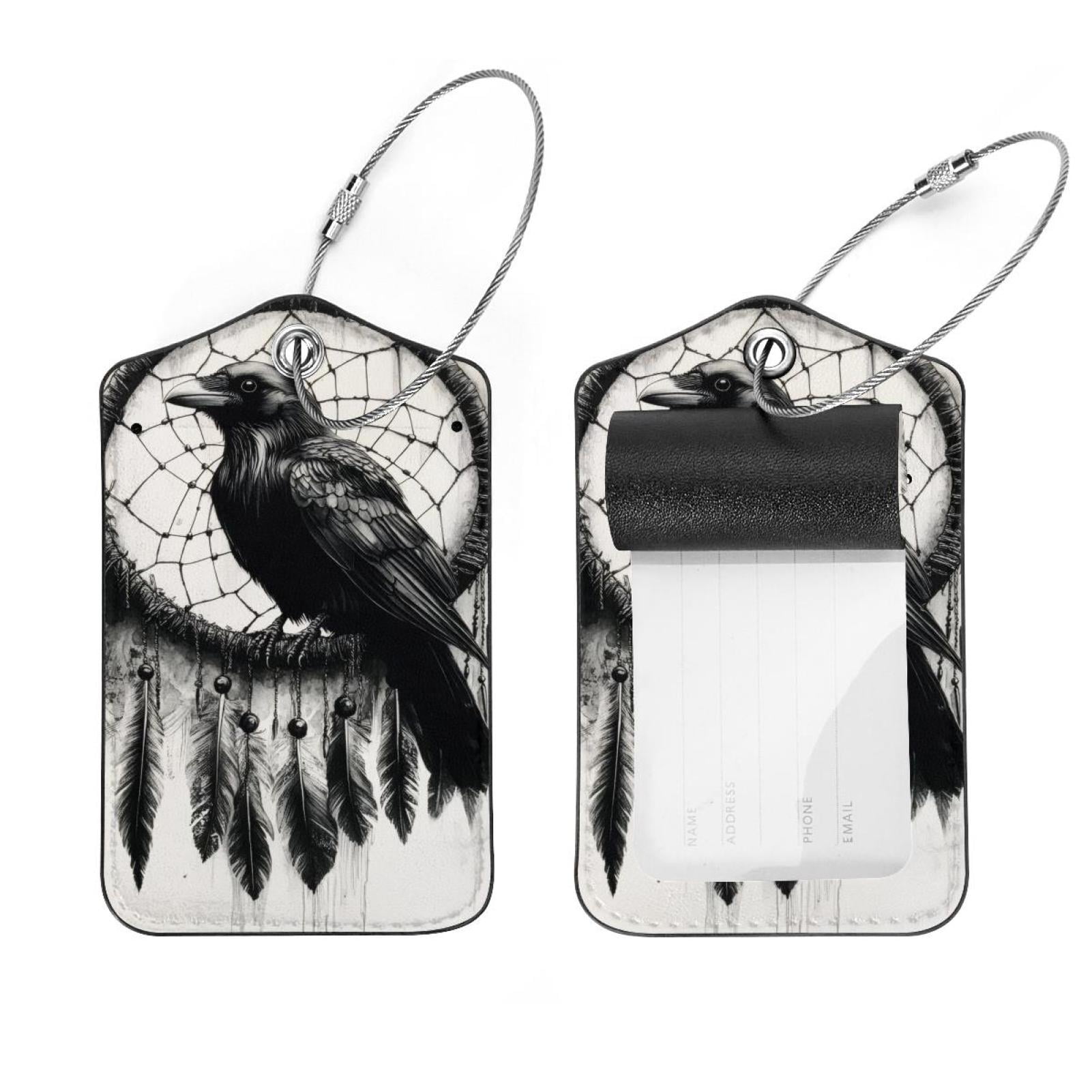 PhooArto Black Raven Dream Catcher Luggage Tags with Stainless Steel ...
