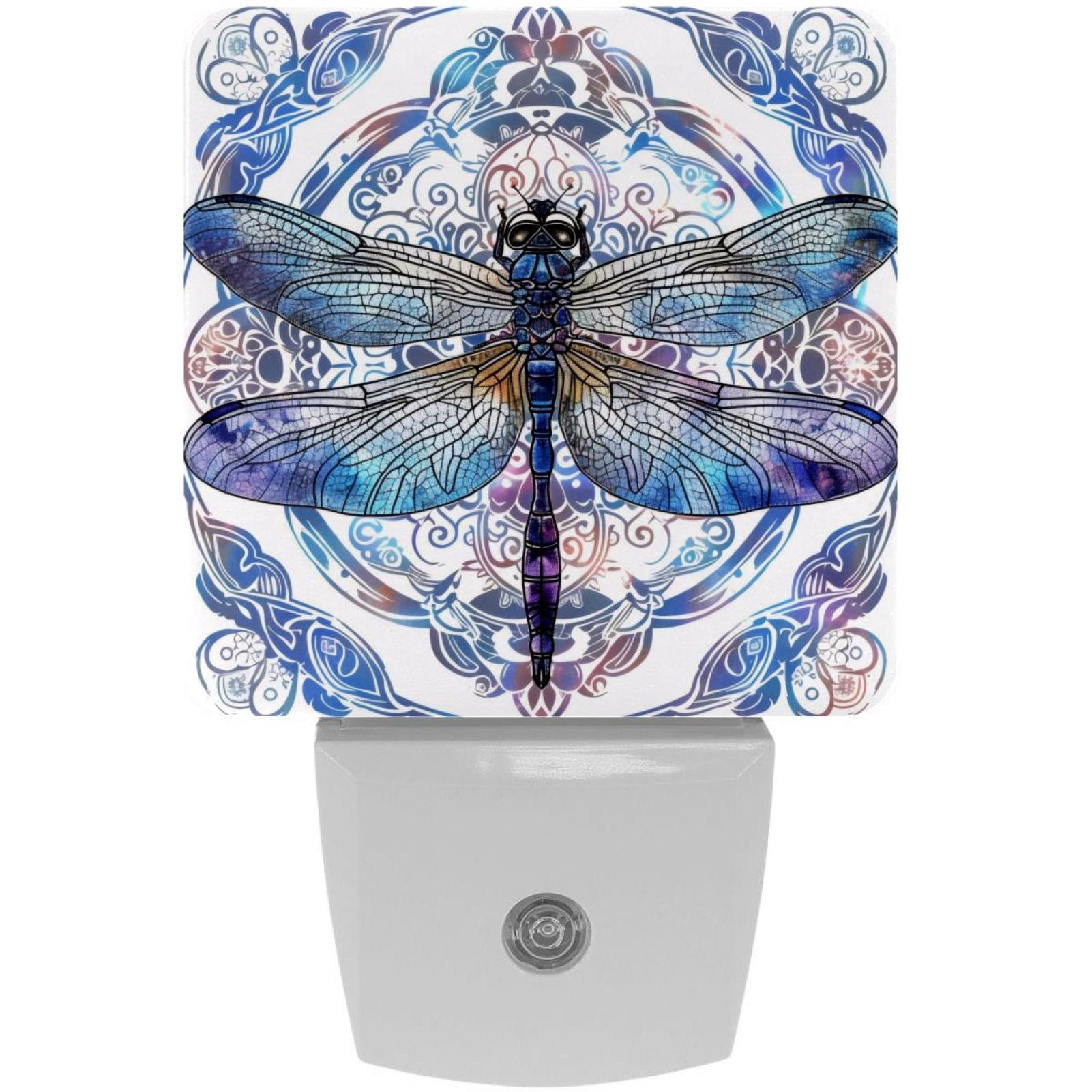 PhooArto Blue Dragonfly Watercolor Plug in LED Night Light Auto Sensor ...