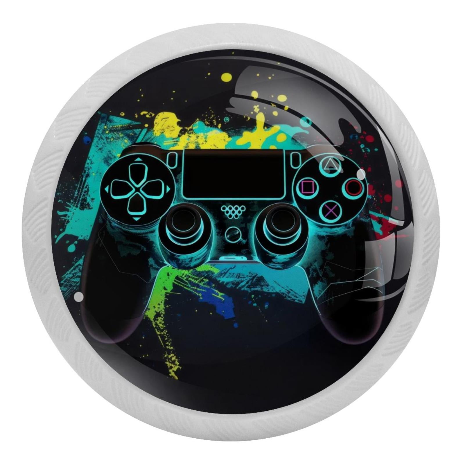 PhooArto Blue Gamer Controller Splash Pattern 4 PCS Crystal Glass ...