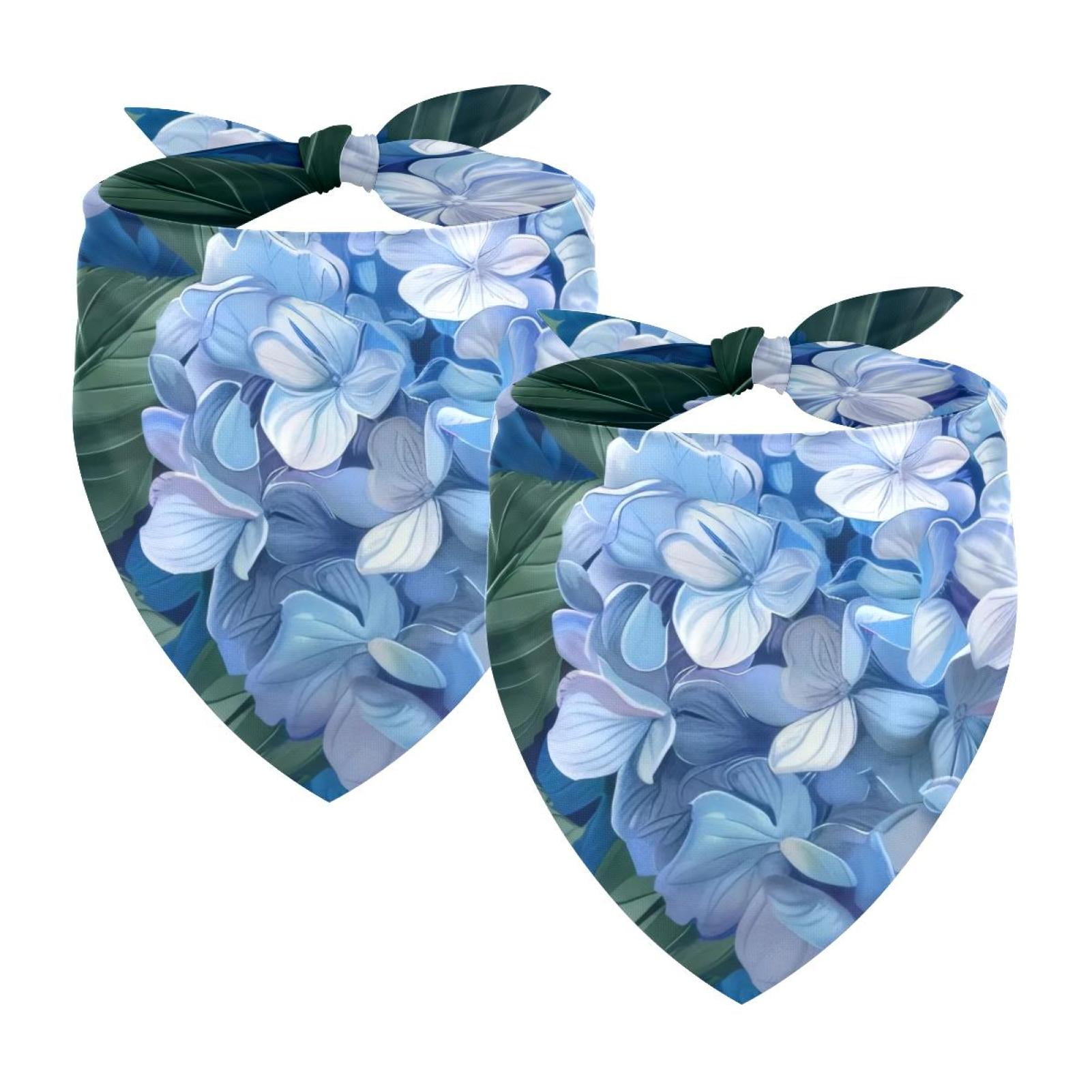 PhooArto Blue Hydrangeas Floral Pattern Dog Bandanas, 2 Pack Soft ...