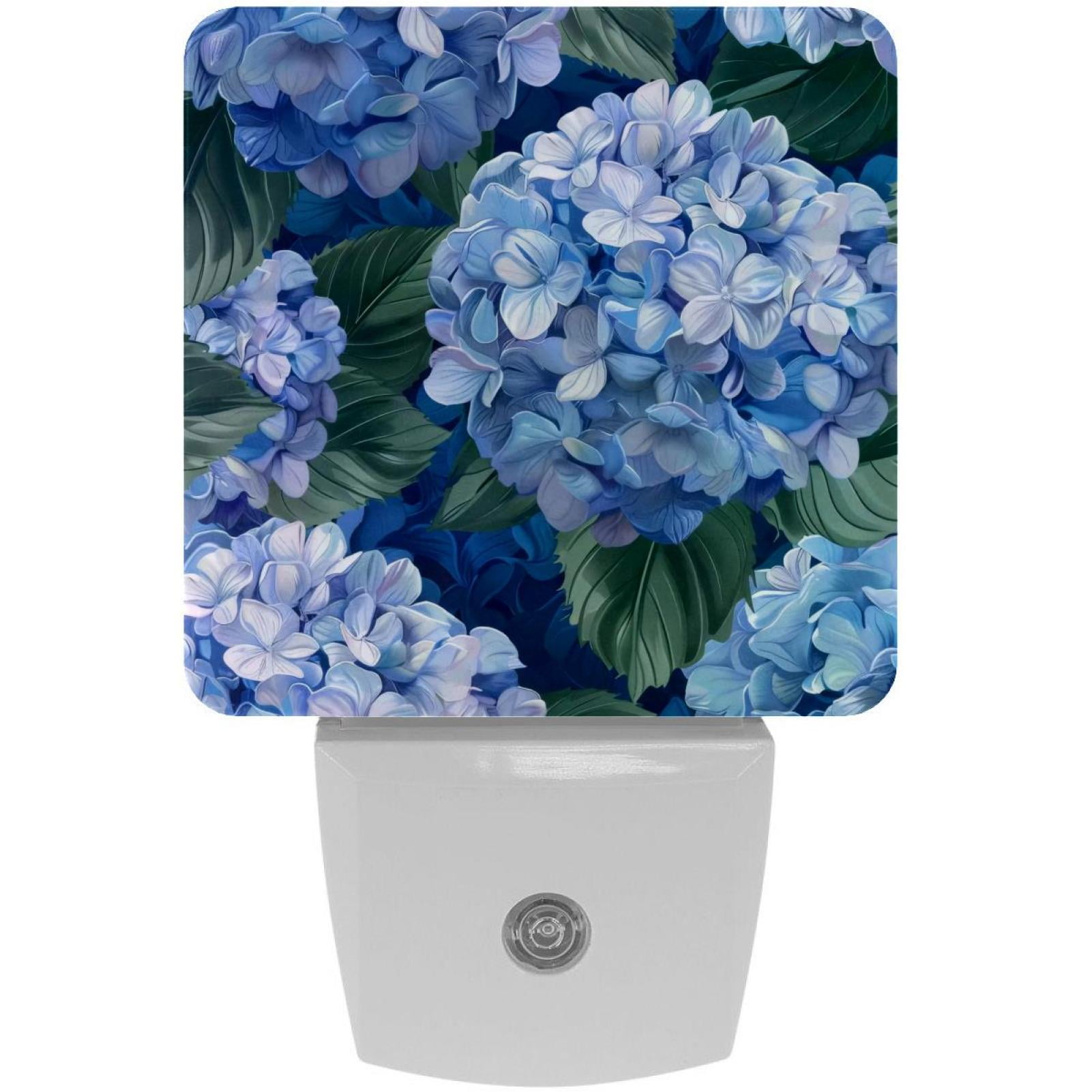 PhooArto Blue Hydrangeas Floral Pattern Plug in LED Night Light Auto ...