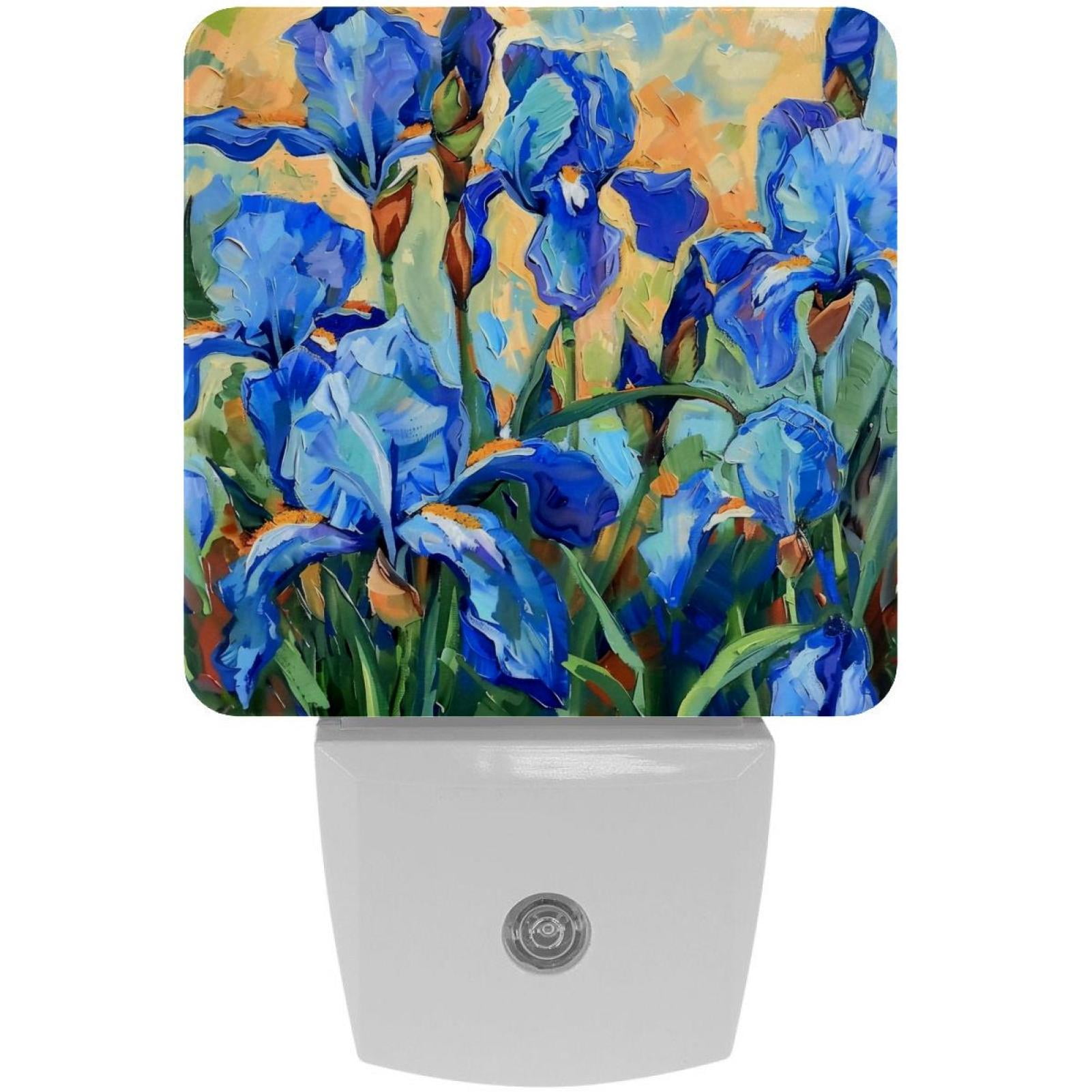 PhooArto Blue Blue Irises Art Painting Plug in LED Night Light Auto ...