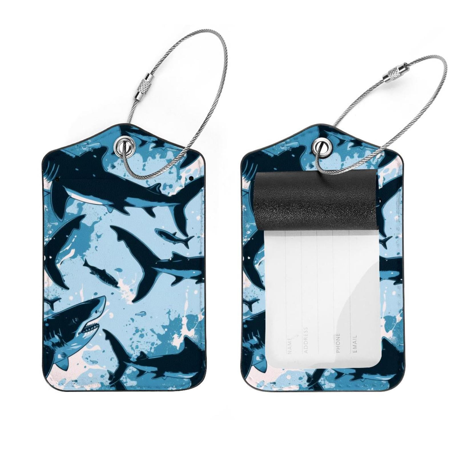 PhooArto Blue Sharks Splash Pattern Luggage Tags with Stainless Steel ...