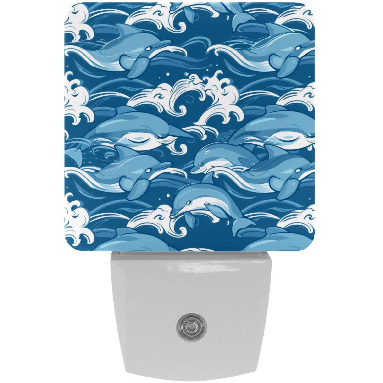 PhooArto Blue Wave Cute Dolphin Pattern Plug in LED Night Light Auto ...