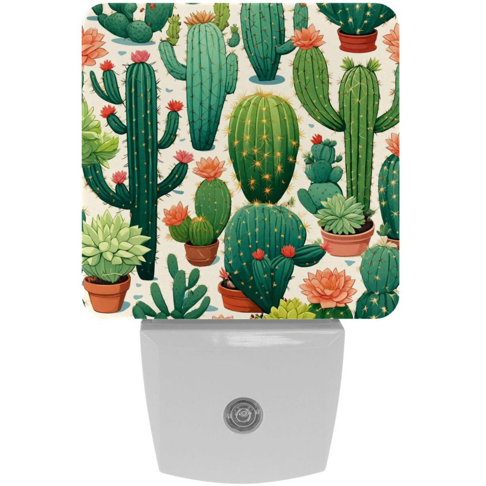PhooArto Cacti Cactus Pattern Plug in LED Night Light Auto Sensor Dusk ...