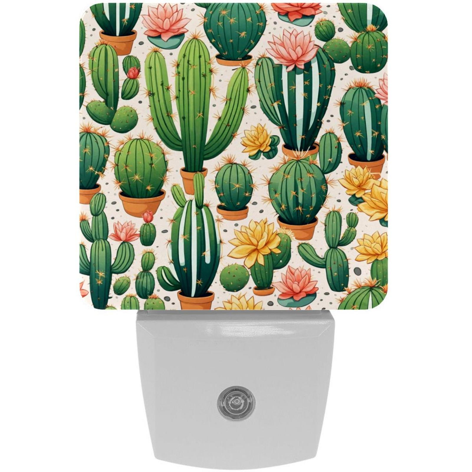 PhooArto Cactus Cacti Pattern Plug in LED Night Light Auto Sensor Dusk ...
