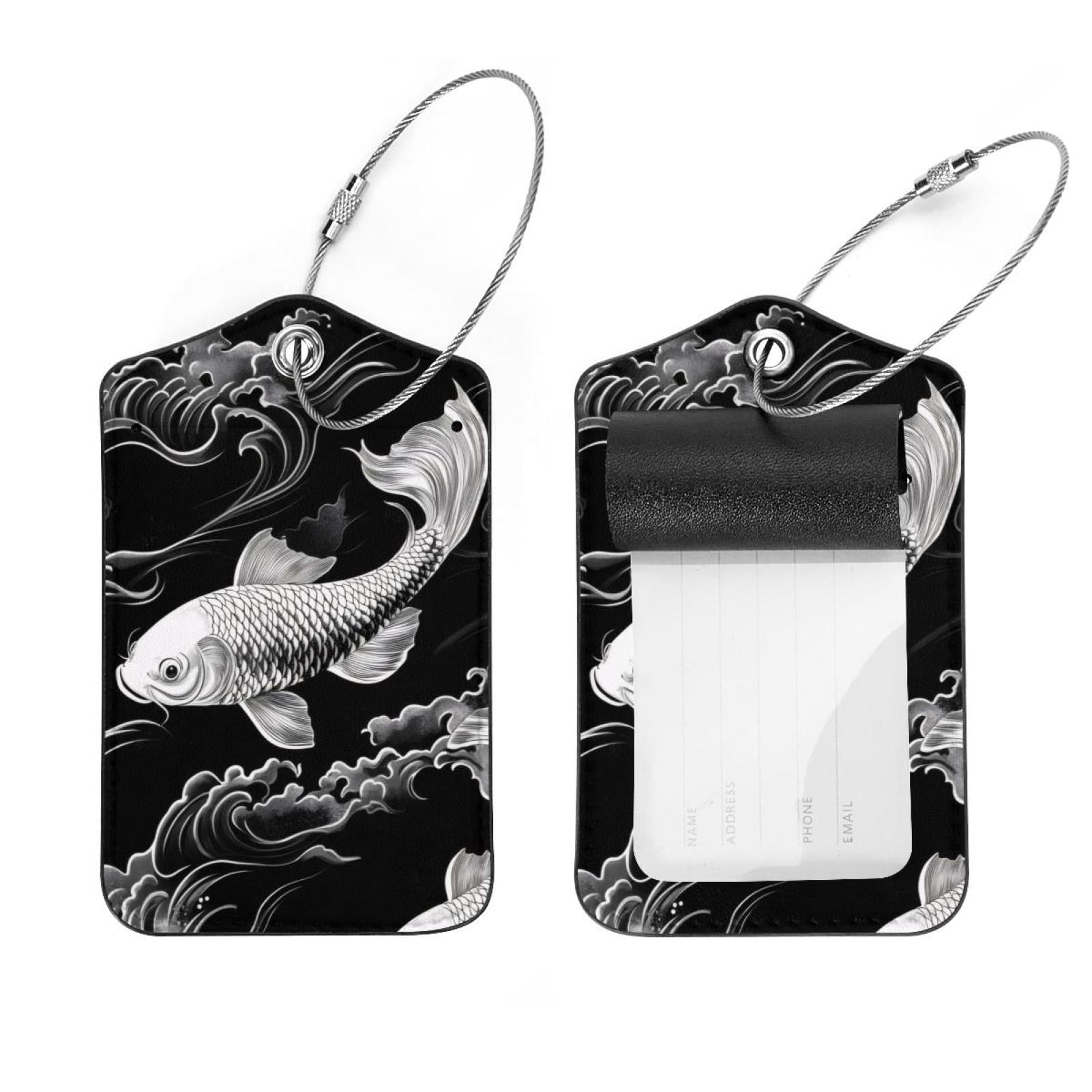 PhooArto Carp Fish Wave Pattern Luggage Tags with Stainless Steel Loop ...