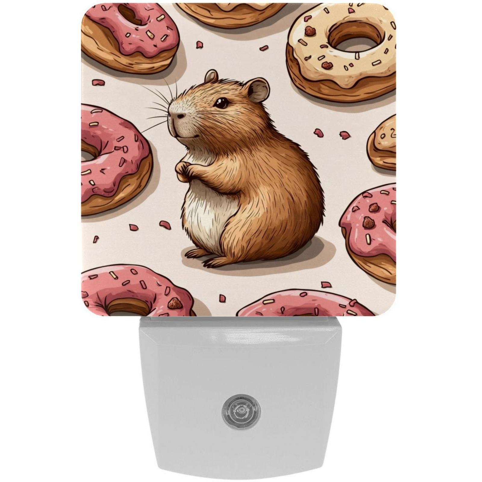 PhooArto Cartoon Capybaras and Donuts Patterns Plug in LED Night Light ...