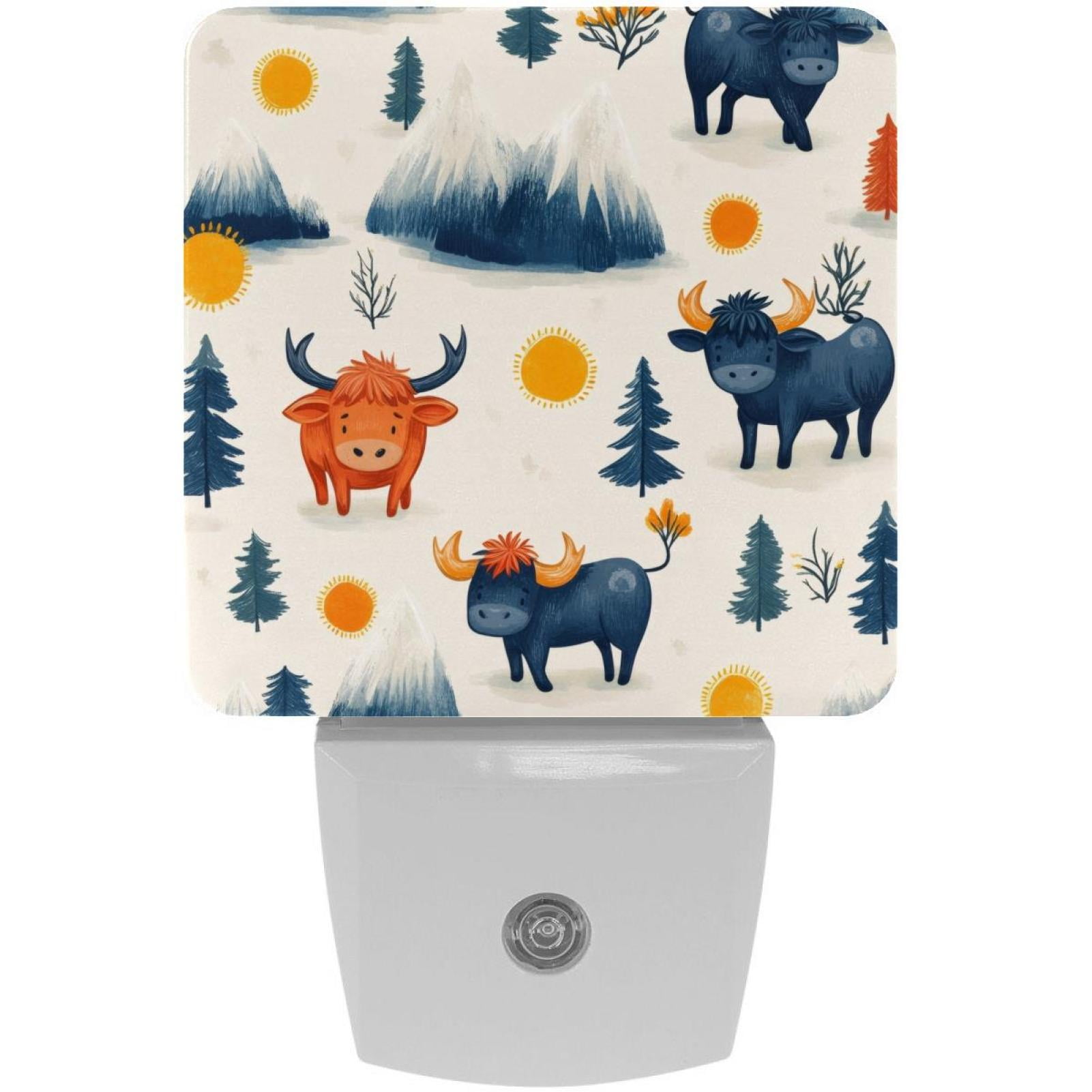 PhooArto Cartoon Cattle Cow Plug in LED Night Light Auto Sensor Dusk to ...