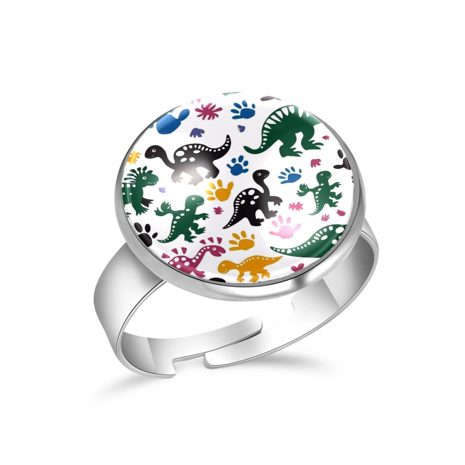 PhooArto Cartoon Dinosaurs Paws Patterns Stainless Steel Rings for ...