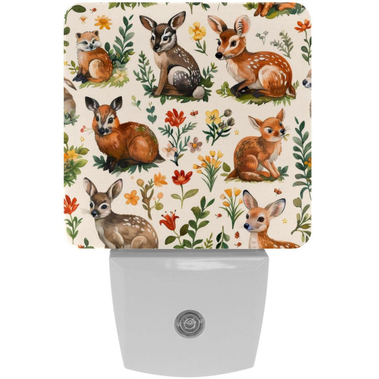 PhooArto Cartoon Forest Animals Pattern Plug in LED Night Light Auto ...