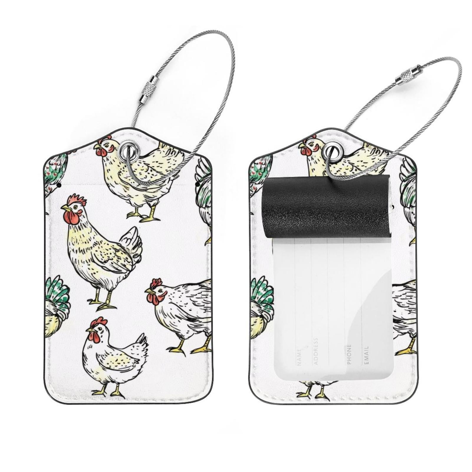 PhooArto Chickens Hens Patterns Luggage Tags with Stainless Steel Loop ...